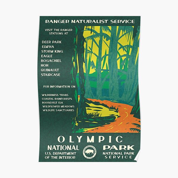 "Olympic National Park Hoh Rainforest Vintage WPA Poster " Poster for ...