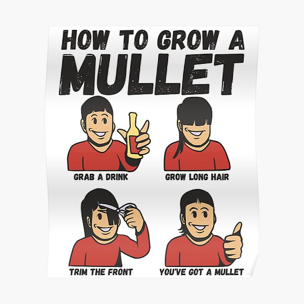 "How To Grow A Mullet, Funny Mullet " Poster by Vintagemashup | Redbubble