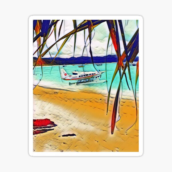 "Seaplane on Whithaven Beach" Sticker by Lea-James | Redbubble