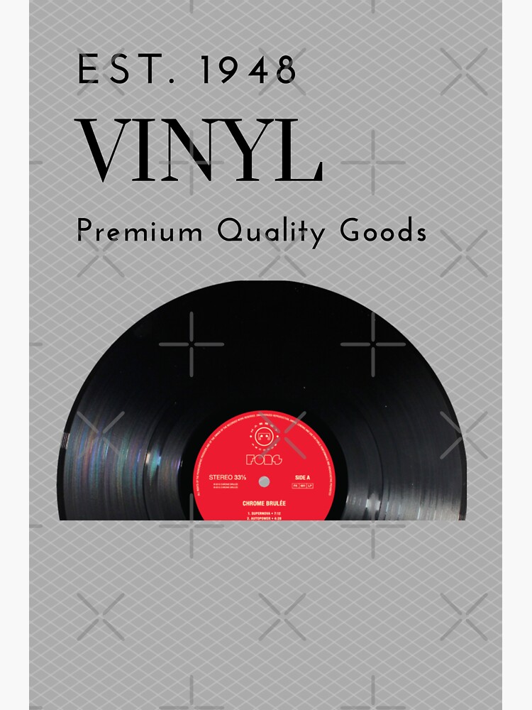 "VINYL EST. 1948 Premium Quality Goods" Sticker for Sale by ...