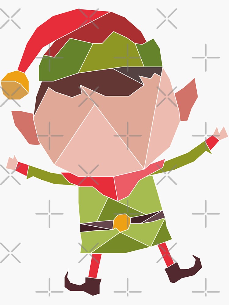 "Cute Geometric Christmas Elf low Poly Deisgn 2022" Sticker by Rabbit ...