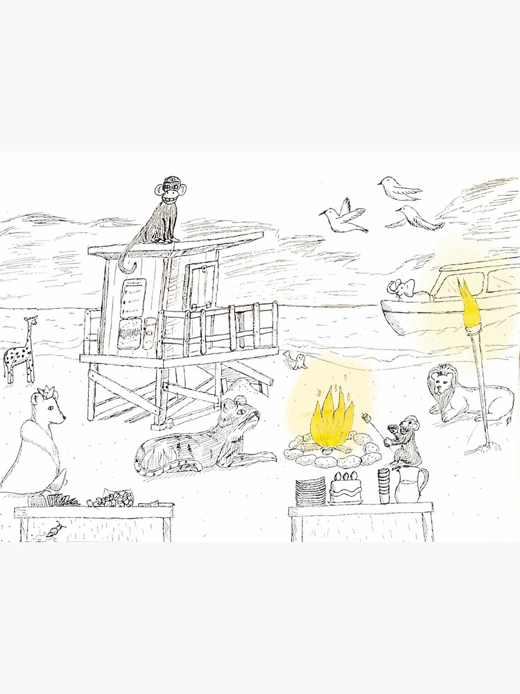 "Wild Animal Bonfire" Sticker by InkToberShark | Redbubble