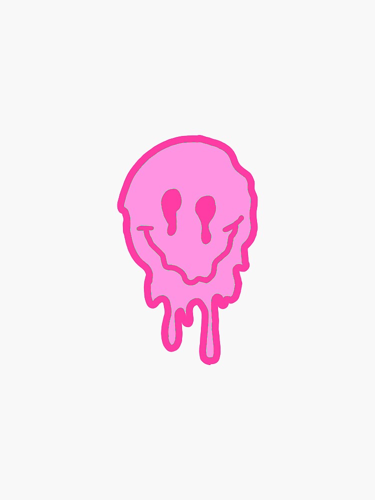"Pink dripy smiley face" Sticker for Sale by Kaedesgins | Redbubble