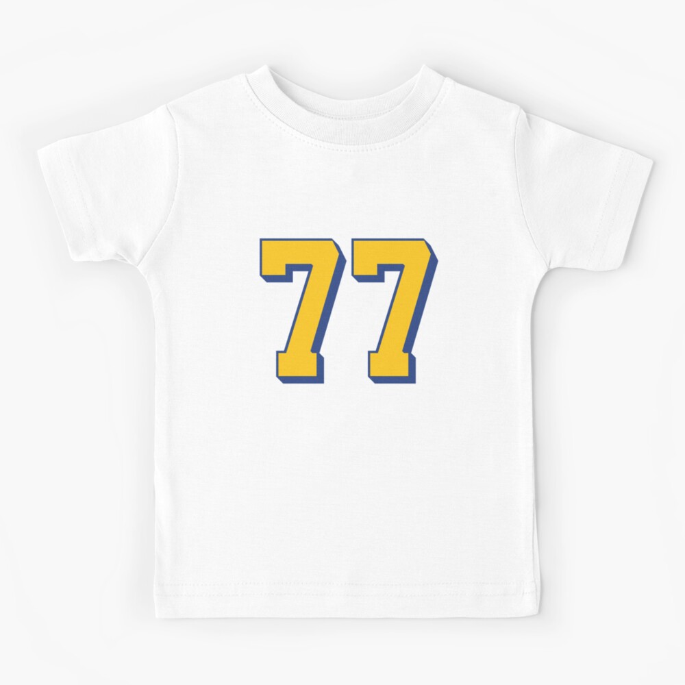 "Jersey Number 77 Yellow and Blue" Kids T-Shirt by jiromie | Redbubble