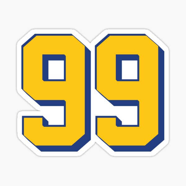 "Jersey Number 99 Yellow and Blue" Sticker by jiromie | Redbubble