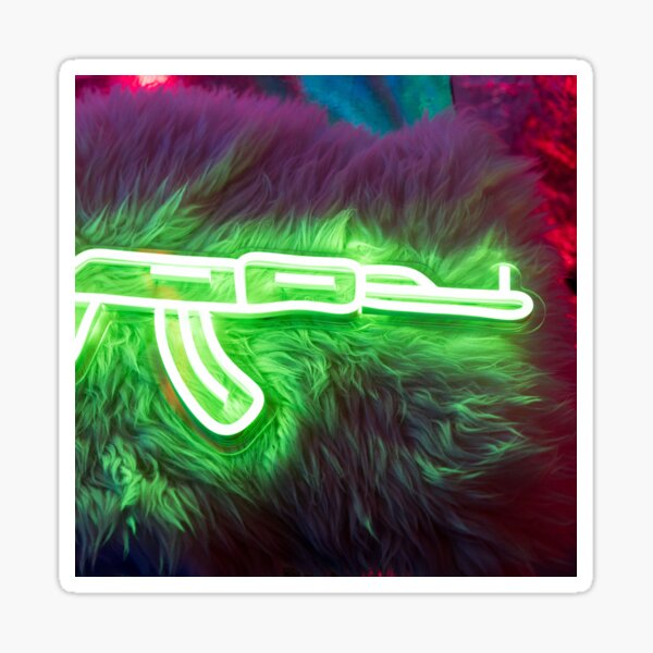 "Neon AK-47 Light" Sticker by CoffeeDesigns | Redbubble