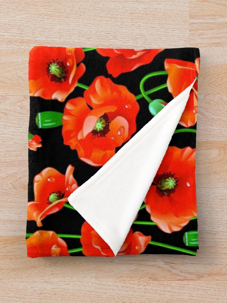 "Red Poppies on Black" Throw Blanket for Sale by Makanahele | Redbubble
