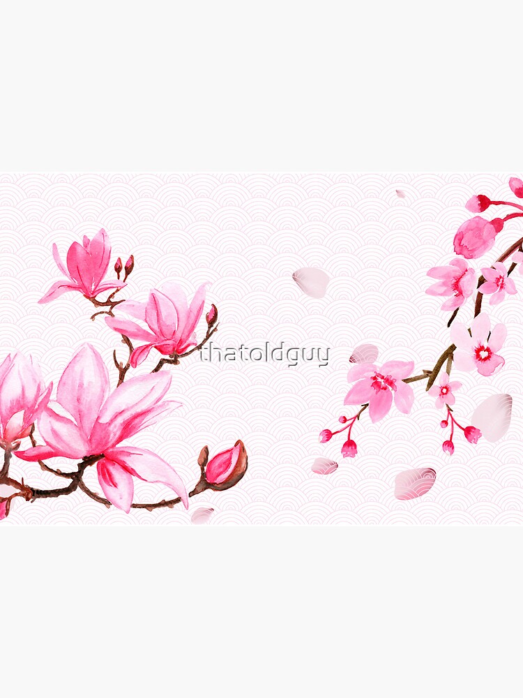 "Japanese art Pink Pink cherry blossom" Art Board Print for Sale by ...
