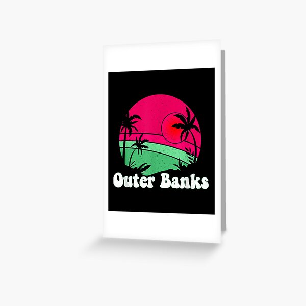 "Retro Outer Banks Beach Design Outer Banks Illustration" Greeting Card ...