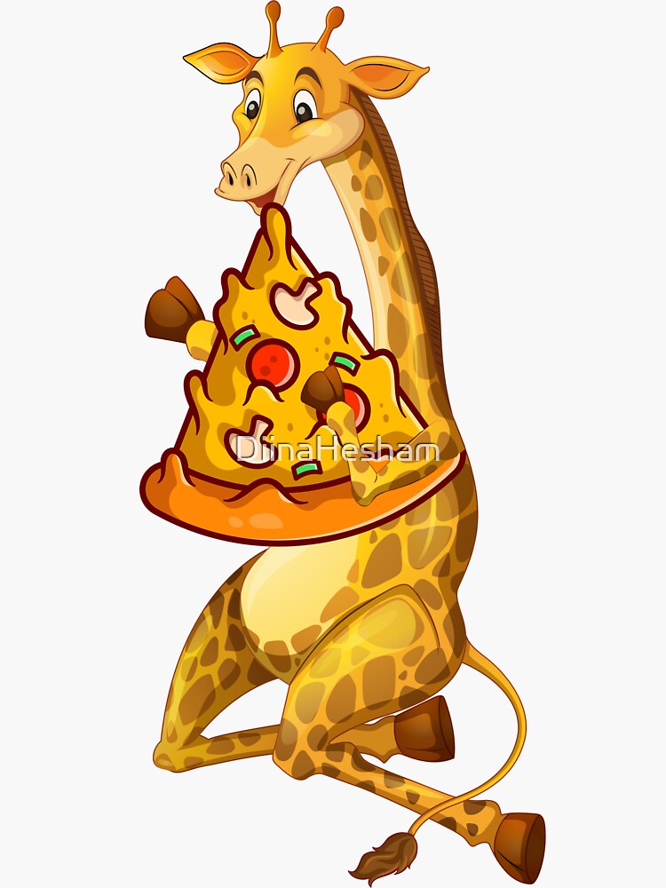 "Cute giraffe eating pizza /Best gift for giraffe and pizza lovers ...