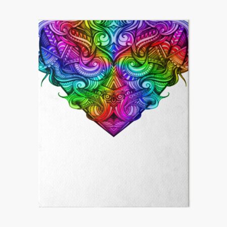 "One Love Colorful Rainbow Hand Drawn Heart Design" Art Board Print by ...