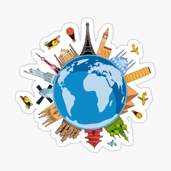 "Travelling around the world" Sticker by MaraaaaM | Redbubble