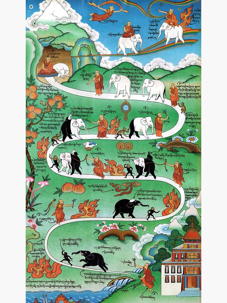 "Taming The Elephant Mind Buddhist Path of Samatha Tibetan Painting ...