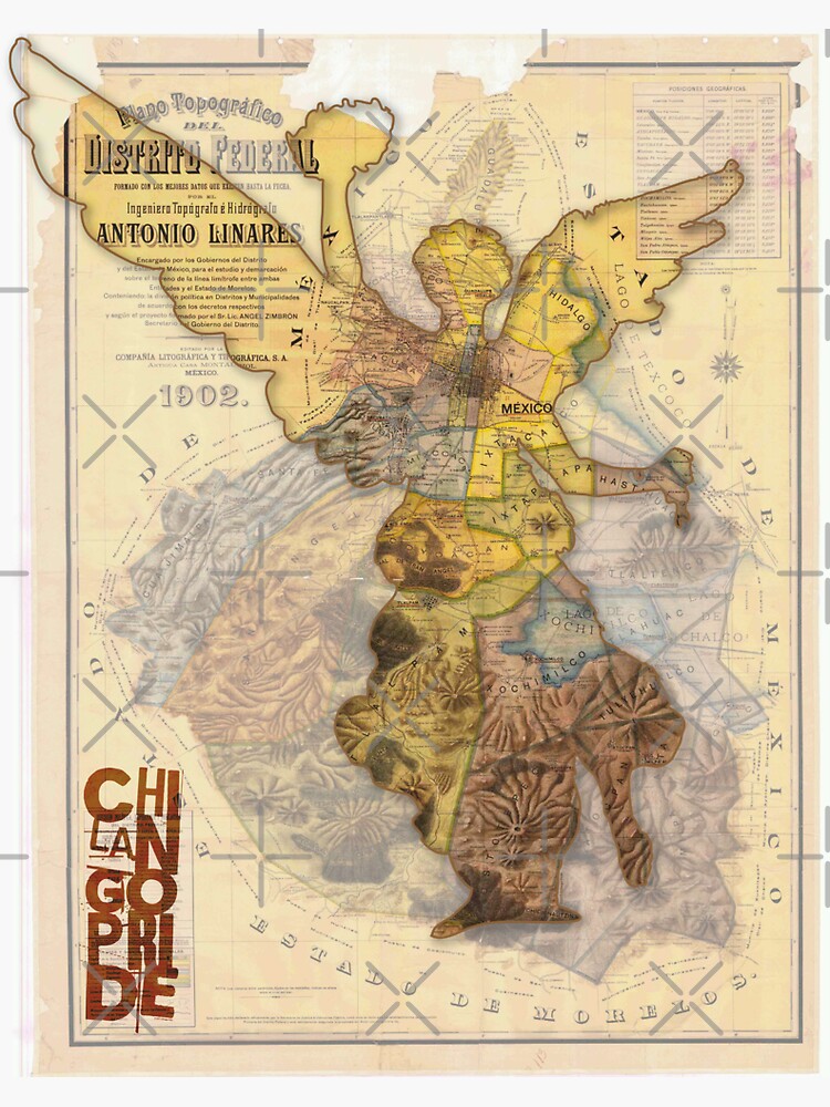 "Angel Vintage Map DF / Chilango Pride / Orgullo Chilango" Sticker for ...
