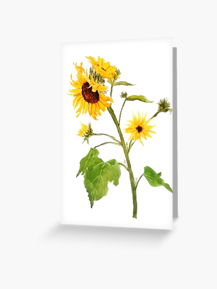 Paper Art card for gardener Sunflowers notecard blank folded greeting ...
