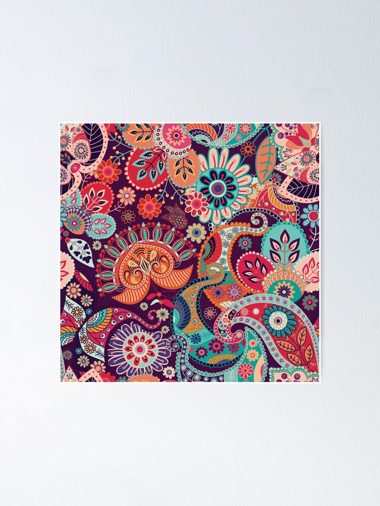 "Vintage Floral Paisley " Poster by pugmom4 | Redbubble