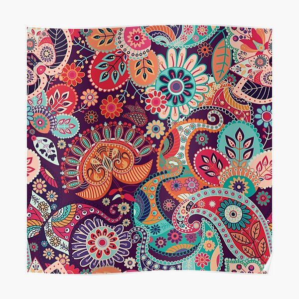 "Vintage Floral Paisley " Poster by pugmom4 | Redbubble