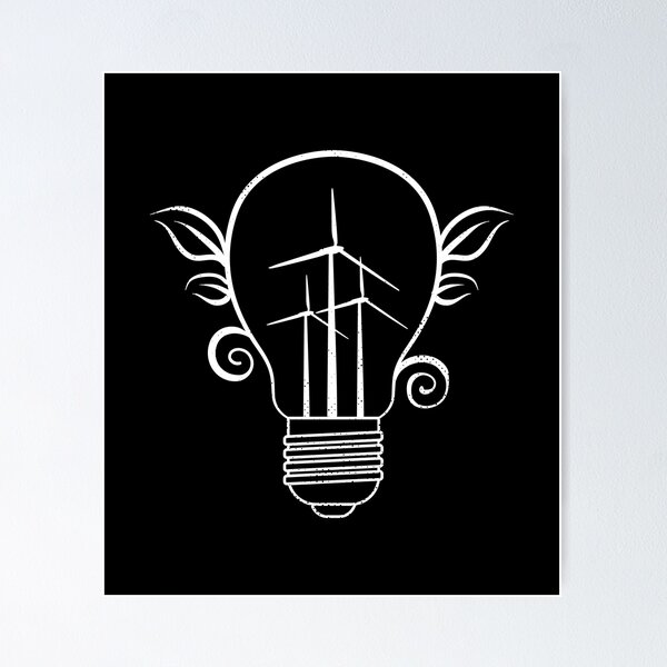 "Windmill Light Bulb Solar Power Climate Change Earth Day" Poster for ...