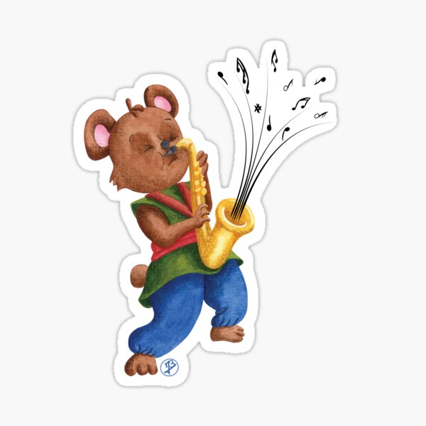"bear playing the saxophone" Sticker for Sale by IrisBarre | Redbubble