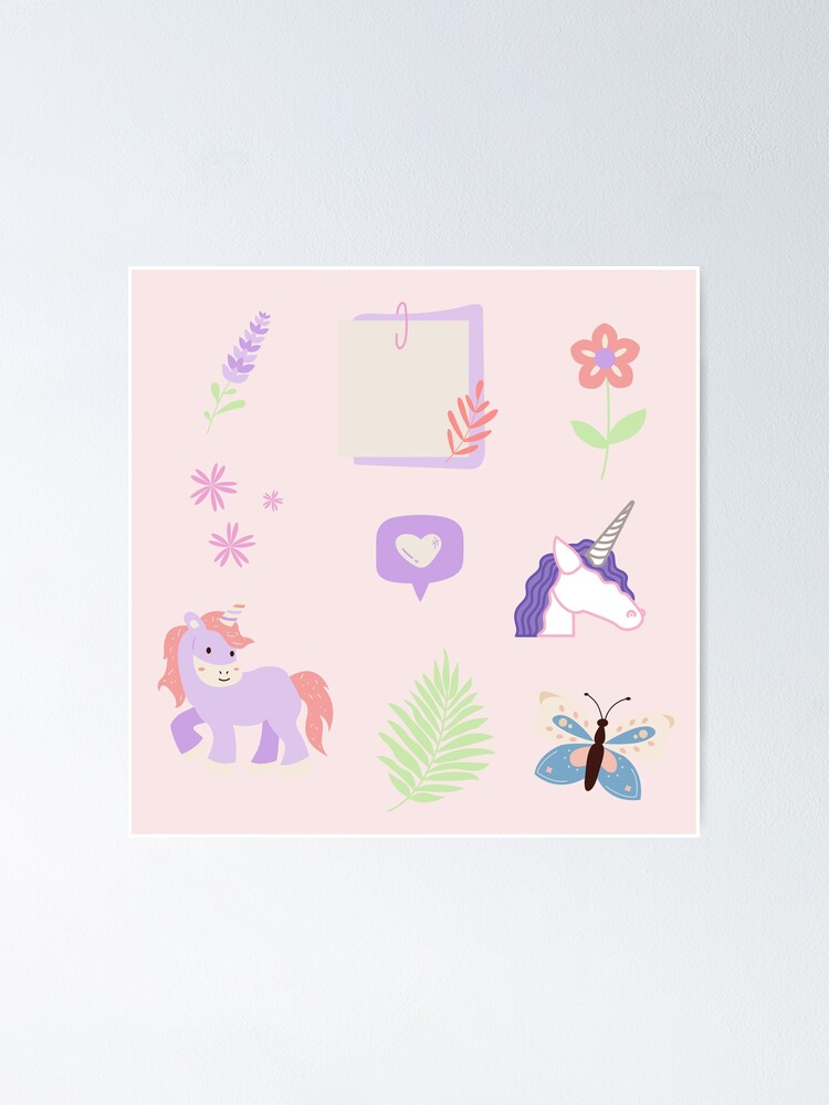 "Cute unicorn sticker pack" Poster for Sale by beskrajem | Redbubble