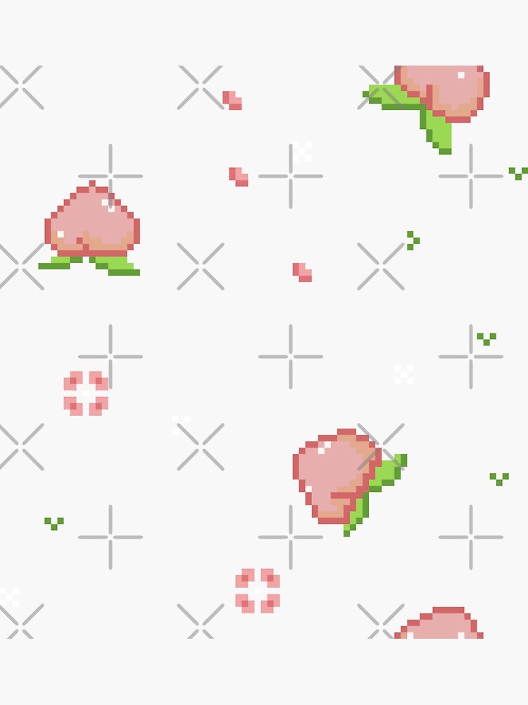 "Pixel Art - Peach & Spring" Sticker for Sale by Lysaena | Redbubble