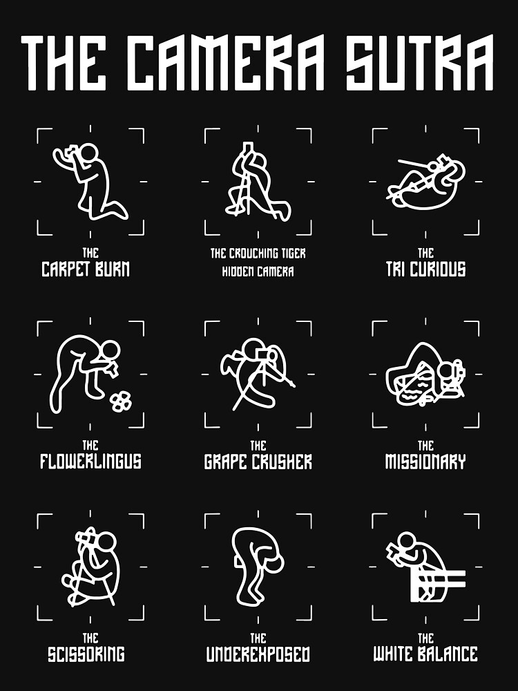 "Funny Photographer Poses The Camera Sutra" Essential T-Shirt for Sale ...