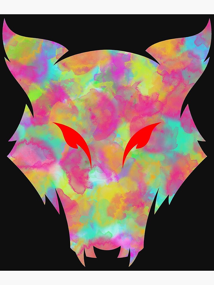"Wolf Art Swirling Paint Retro Vintage Abstract Face Red Eyes ver2 ...