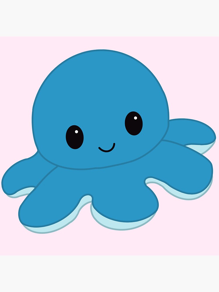 "Dark Blue Happy Moody Reversible Octopus Plushie" Poster for Sale by ...