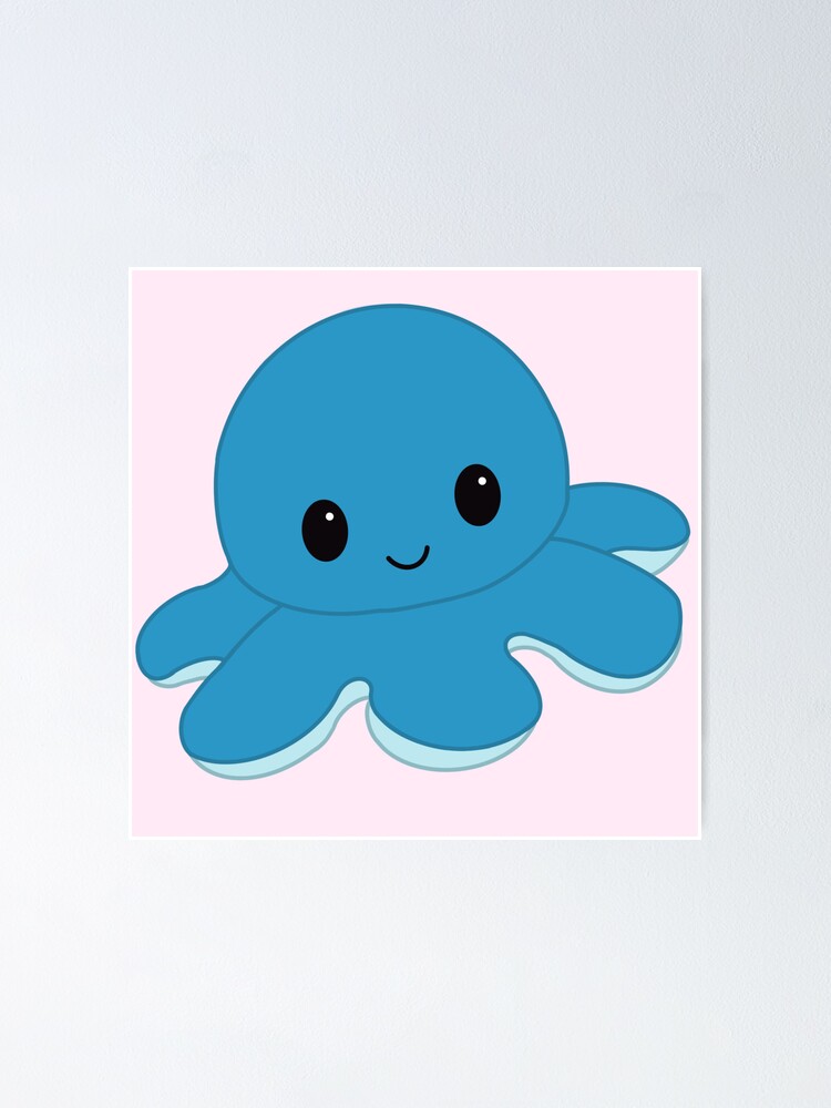 "Dark Blue Happy Moody Reversible Octopus Plushie" Poster for Sale by ...