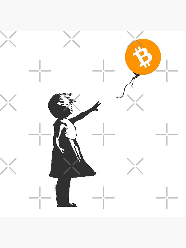 "HODL Bitcoin (BTC) Balloon Girl - Cryptocurrency Street Art " Poster ...