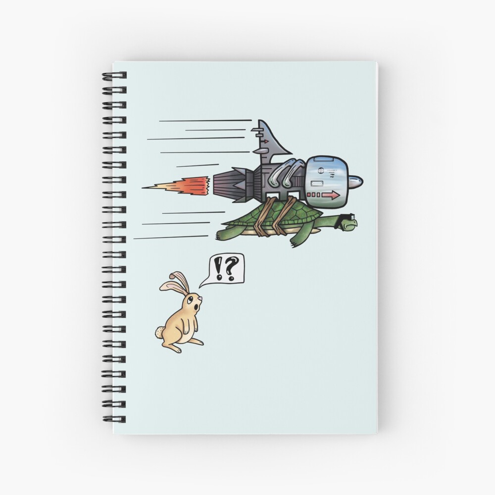 "Turbo Tortoise & The Hare" Spiral Notebook by Dragon84 | Redbubble