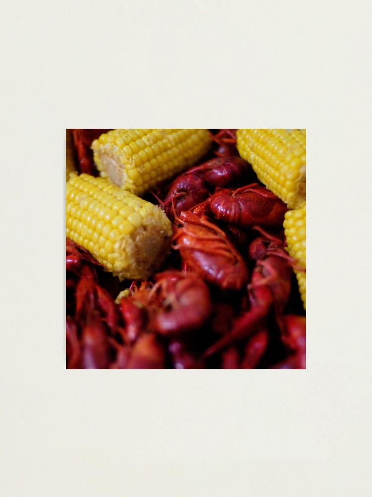 Lámina fotográfica «Louisiana Cajun Crawfish Herir con maíz en la ...