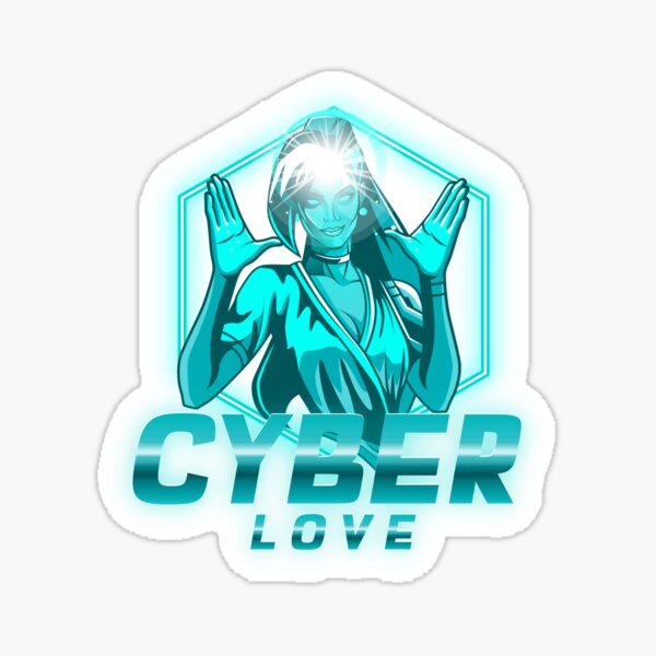 "CYBER LOVE – cyber augmented sweet sensation" Sticker by LargeShop ...
