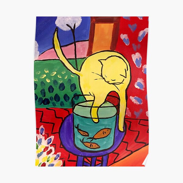 Póster «Gato Henri Matisse con cartel de pez dorado, arte de pared ...