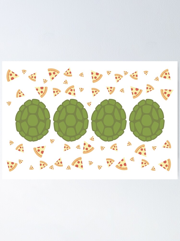 "TMNT green shells and pizza (white)" Poster for Sale by animinimal ...