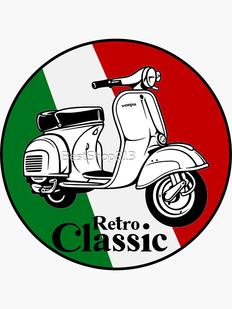 "Retro classic vespa" Sticker for Sale by BestShop213 | Redbubble