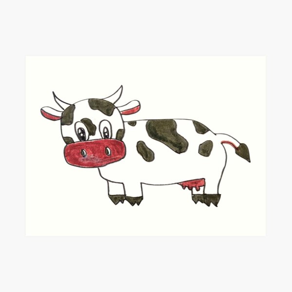 "Cartoon Style Cow Design" Art Print for Sale by ElloraRoy16 | Redbubble