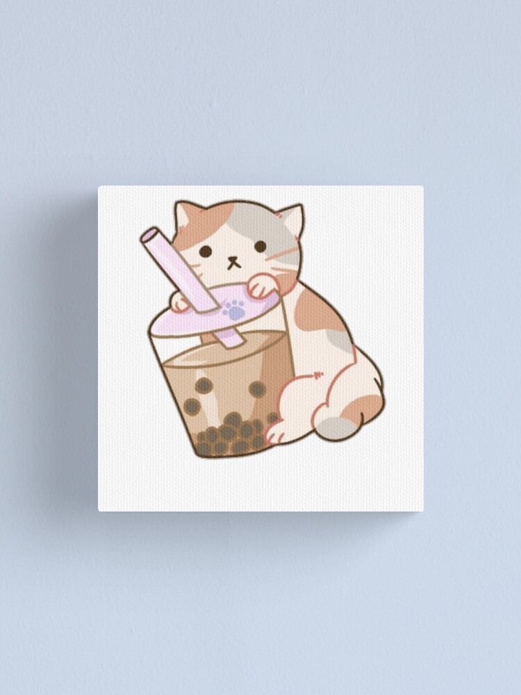 "Cat with Asian drinks Bubble Tea Soju Yakult Ramune Boba Yogurt Kawaii cute" Canvas Print for ...