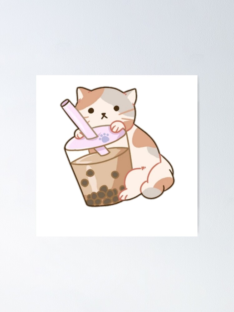 "Cat with Asian drinks Bubble Tea Soju Yakult Ramune Boba Yogurt Kawaii cute" Poster for Sale by ...