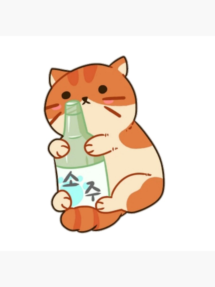 Póster «Gato con bebidas asiáticas Bubble Tea Soju Yakult Ramune Boba Yogurt Kawaii lindo» de ...
