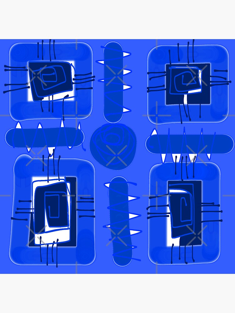 "Abstract Matrix Electric Blue Navy White" Sticker by Mazipoodles ...