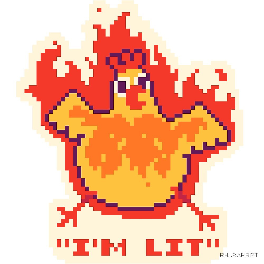 ""I'm lit" Pixel Art Pun" by RHUBARBIST | Redbubble