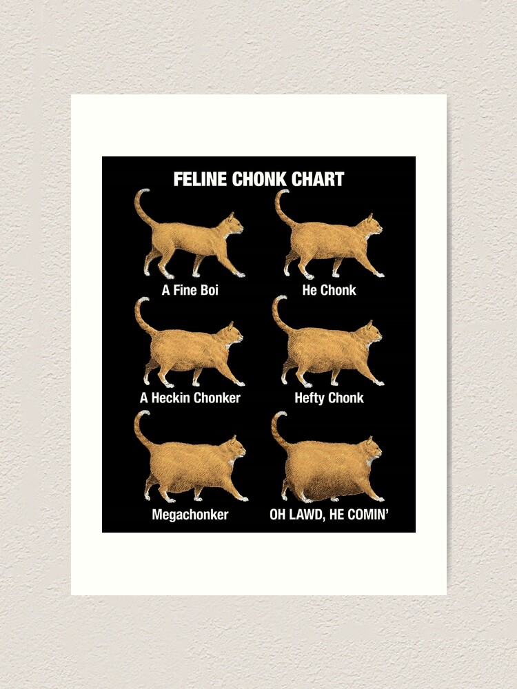 "Feline Conk Chart Funny Chonk Cat Meme " Art Print for Sale by ...