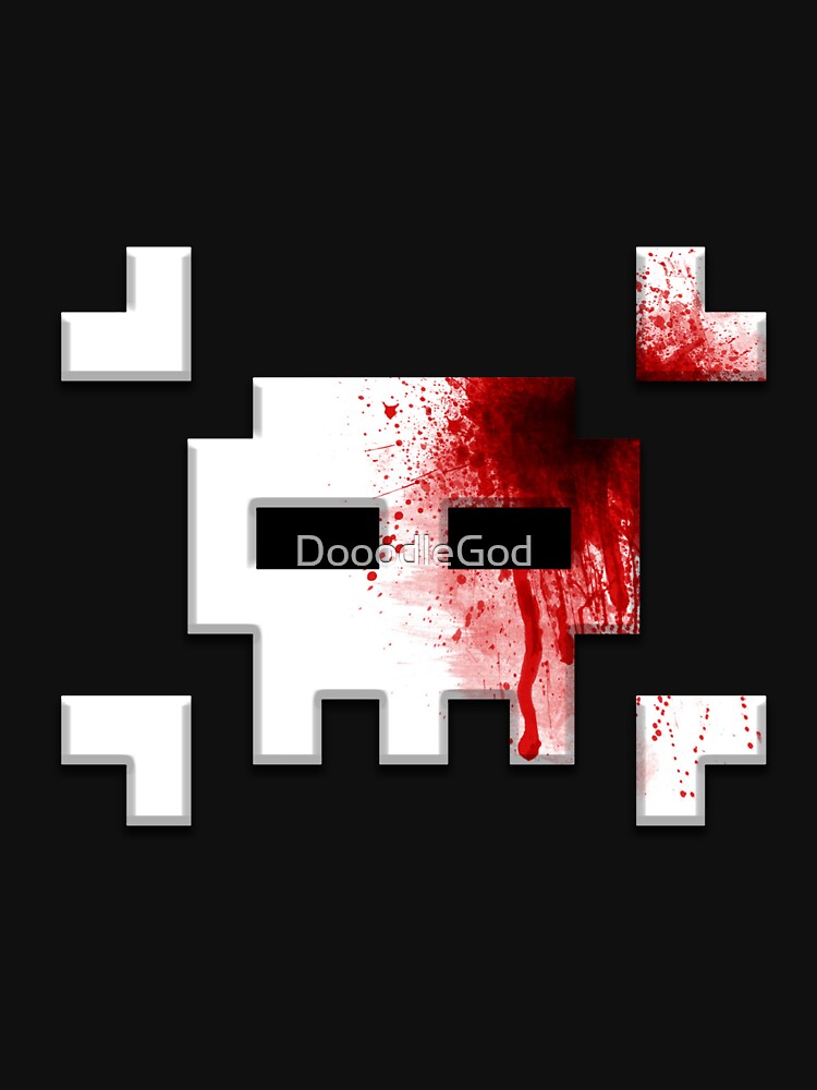 "8-bit Retro Skull Crossbones Headshot Blood Splatter Funny ...