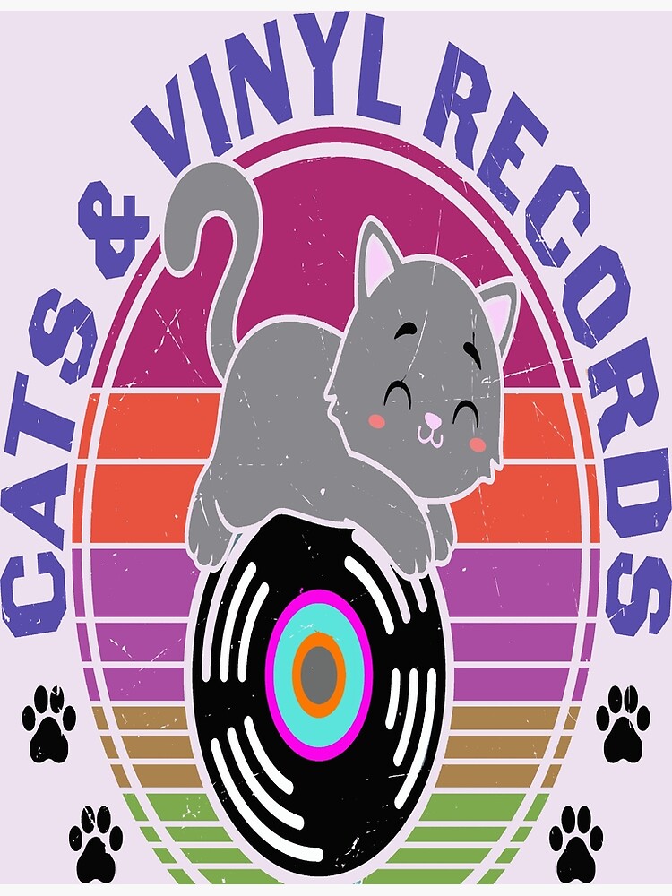 "Vintage Style Cats and Vinyl Records Graphic" Poster for Sale by ...