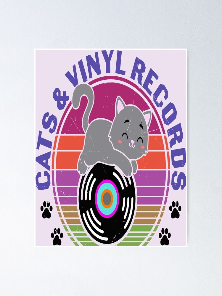 "Vintage Style Cats and Vinyl Records Graphic" Poster for Sale by ...