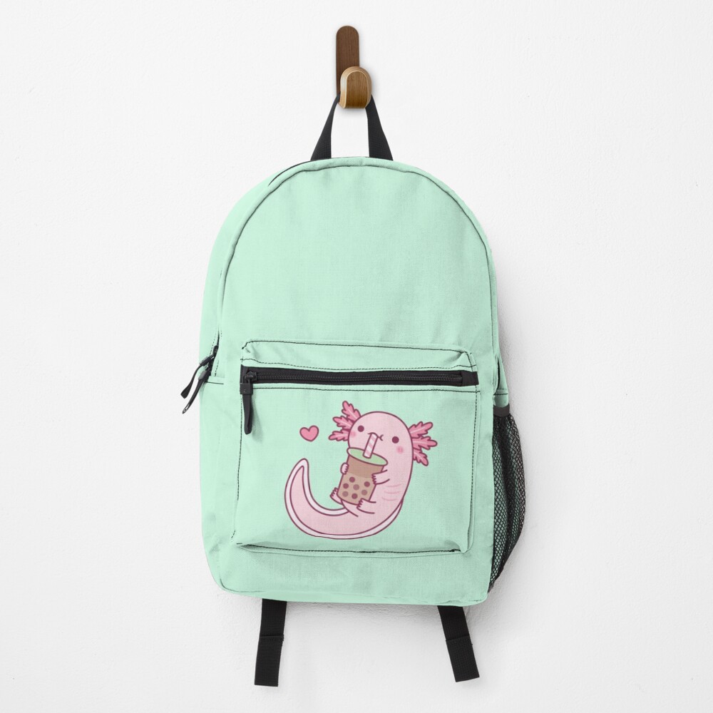 "Cute Axolotl Loves Bubble Tea" Backpack for Sale by rustydoodle ...