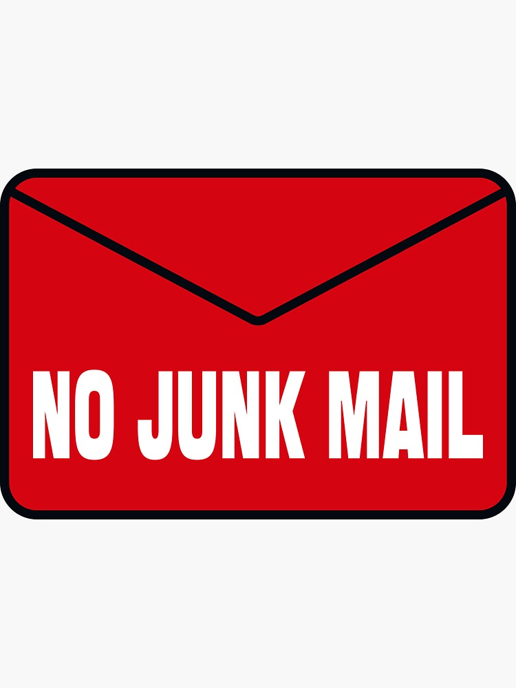 "no junk mail" Sticker by VBNART | Redbubble