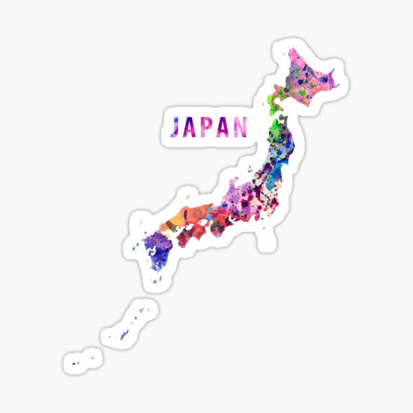 "Watercolor Japan map" Sticker by purplesparrow | Redbubble