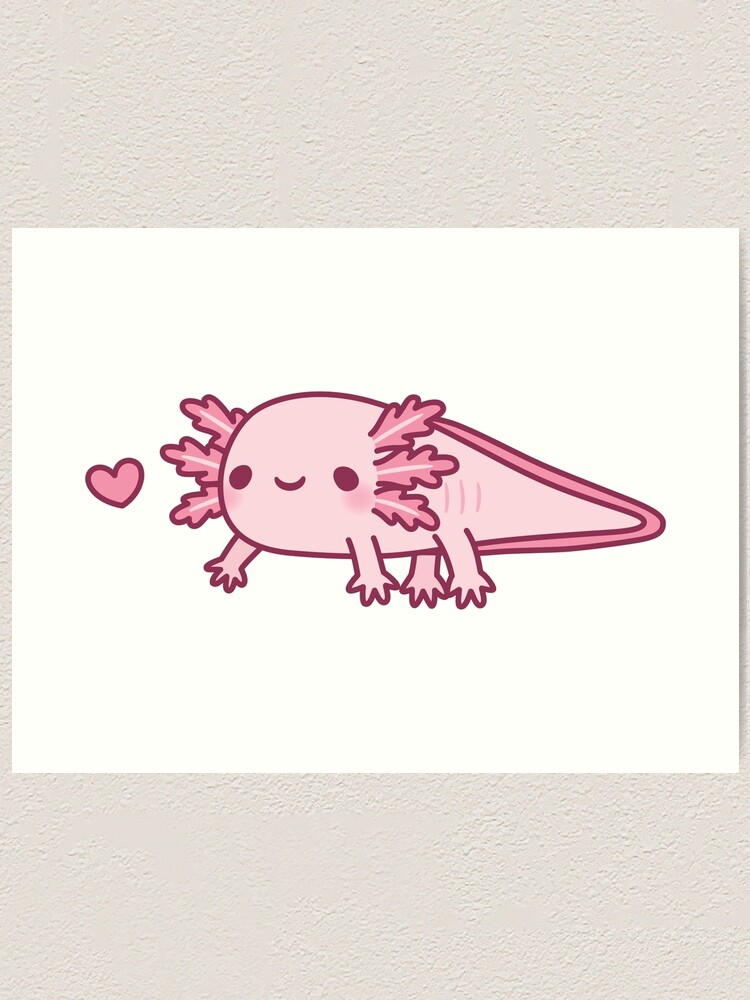 "Cute Little Pink Axolotl Doodle" Art Print for Sale by rustydoodle ...